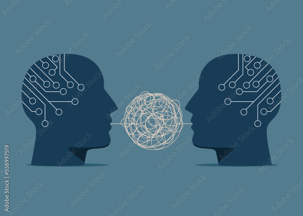 Human communication. Symbol of talking, argument, misunderstanding ...