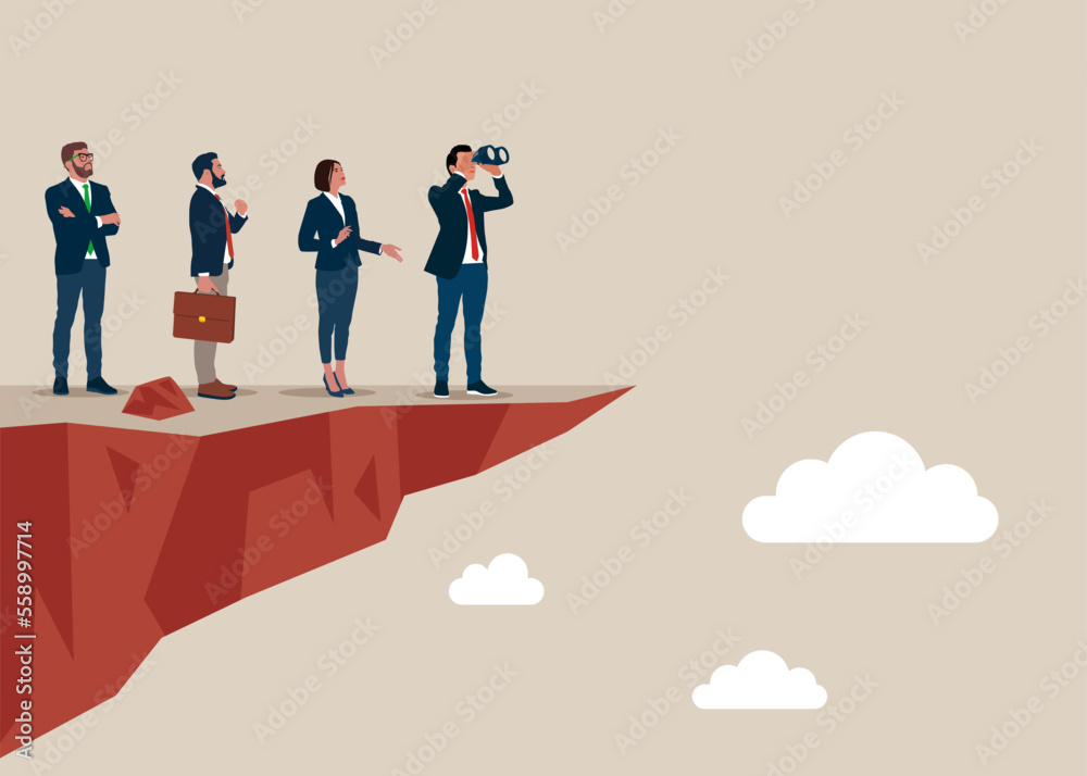 Successful vision concept with icon of businessman and binoculars ...