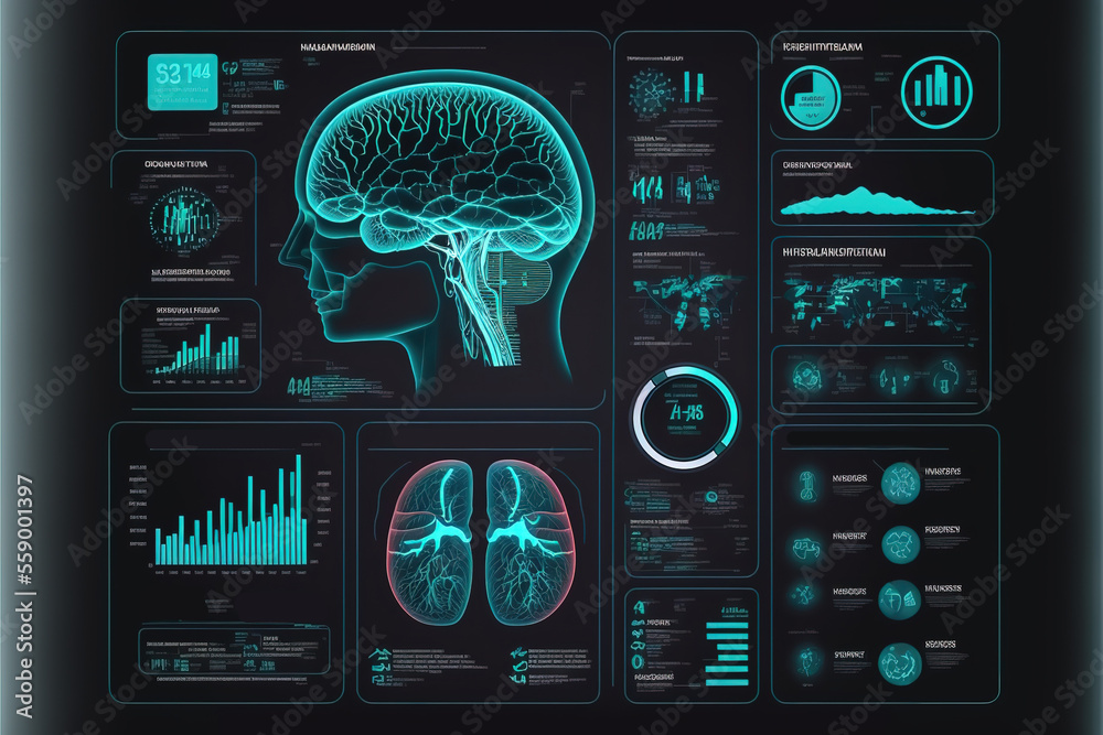 Abstract health hud ui interface element of medical science. 3d ...