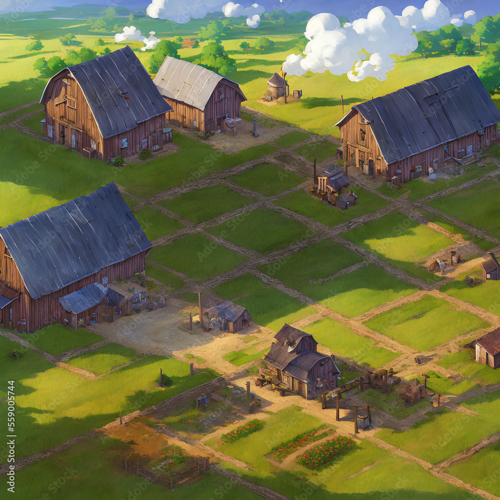 Farm 03- Background for Level Design, RPG and Indie Games (AI) Stock ...
