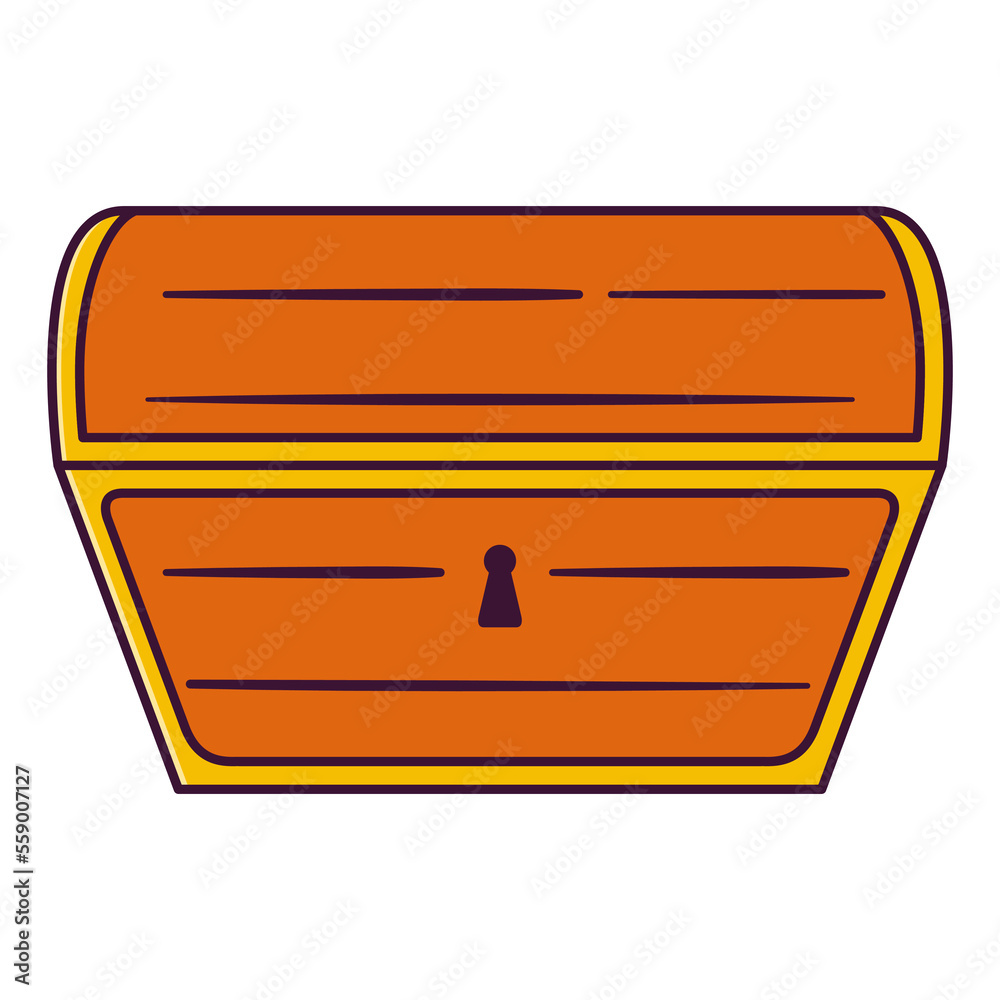 Closed treasure chest.Brown wooden pirate chest. Wooden treasure box ...