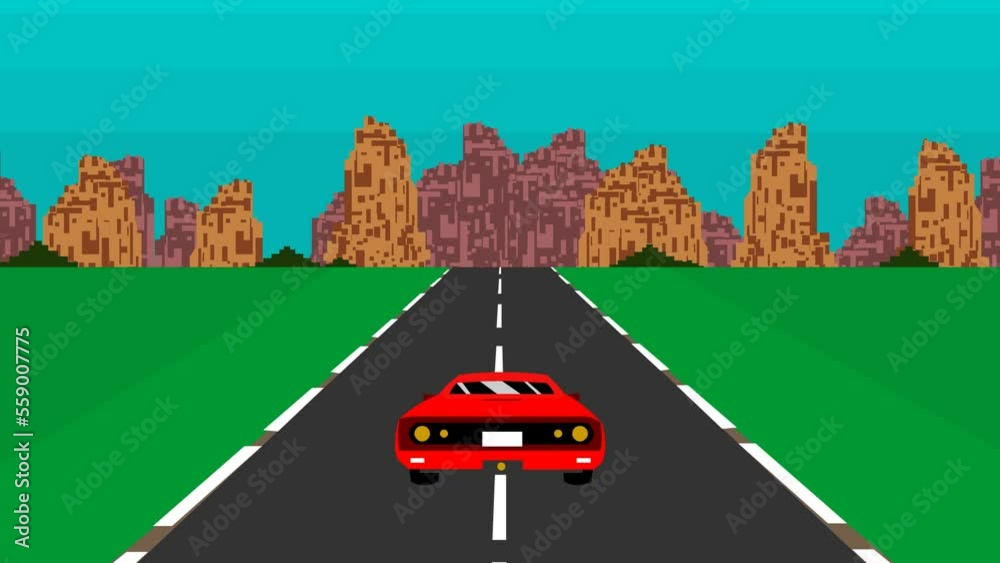 Vidéo Stock Animated video of old racing car game in 8-bit style ...