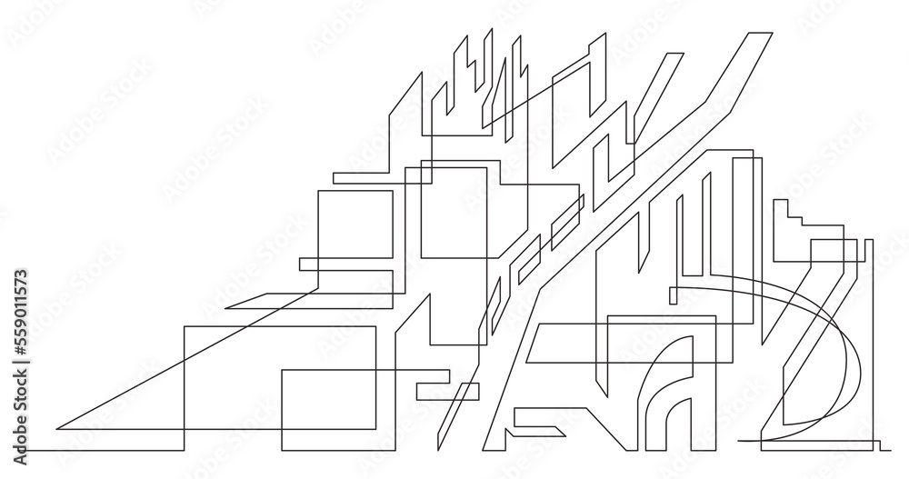 abstract architecture single line PNG image with transparent background ...