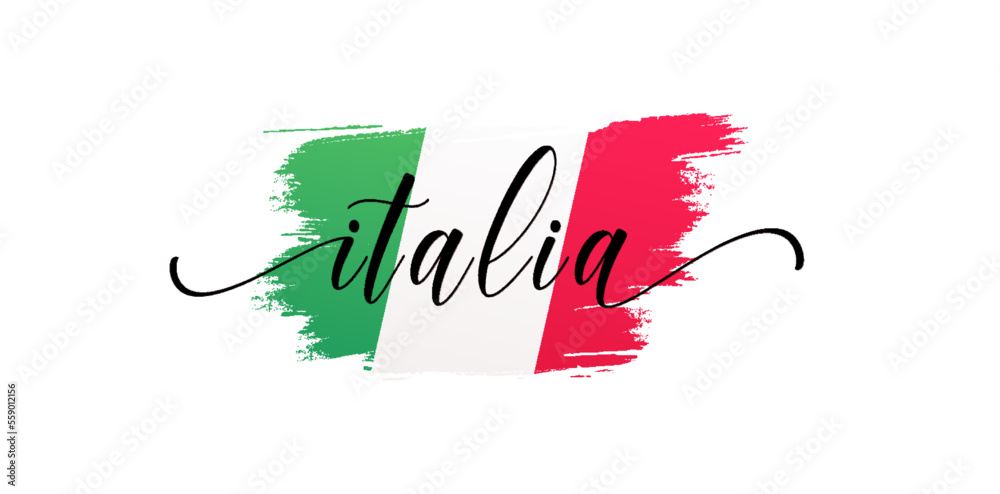 Made in Italy handwritten calligraphic lettering logo sticker green ...