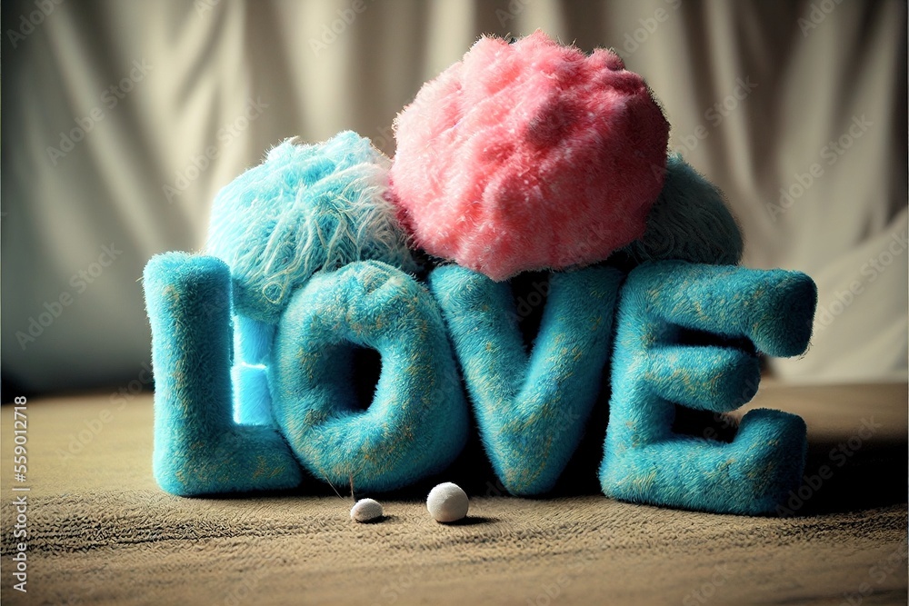 Soft pop LOVE, fuzzy, fluffy, squishy love, pastel colours, fluffy felt ...