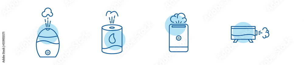 Air humidifier icon set, humidity identifier concept, fresh air tool ...