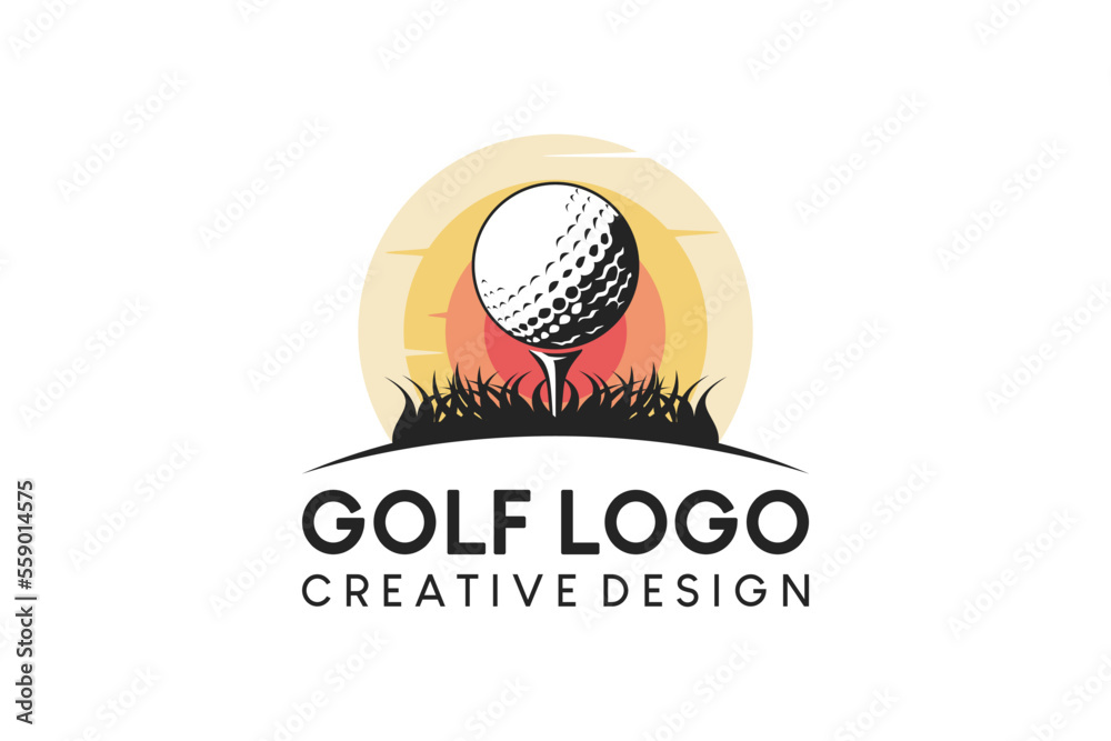 Golf symbol logo design with sun background Stock Vector | Adobe Stock