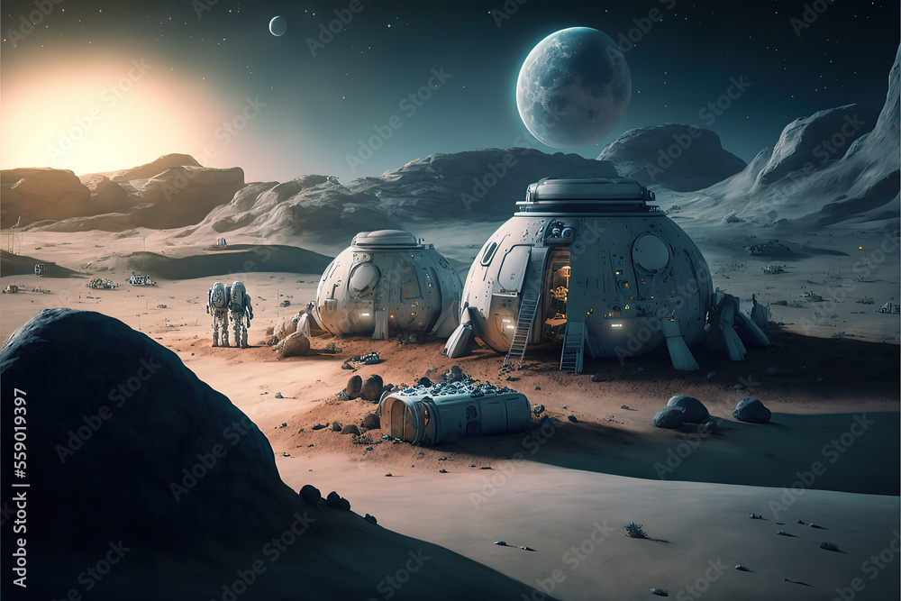 Otherworldly Settlement: Realistic Scene of a Planet with Inhabited ...