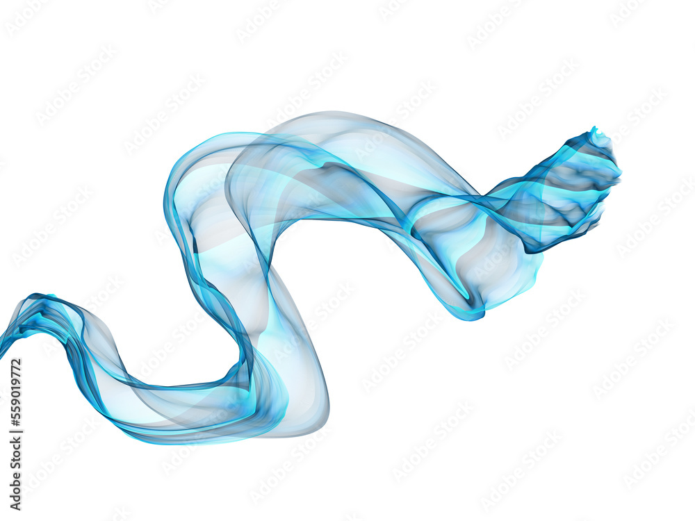 Blue transparent smoke, colored air plume. Fantastic plastic hi-tech ...