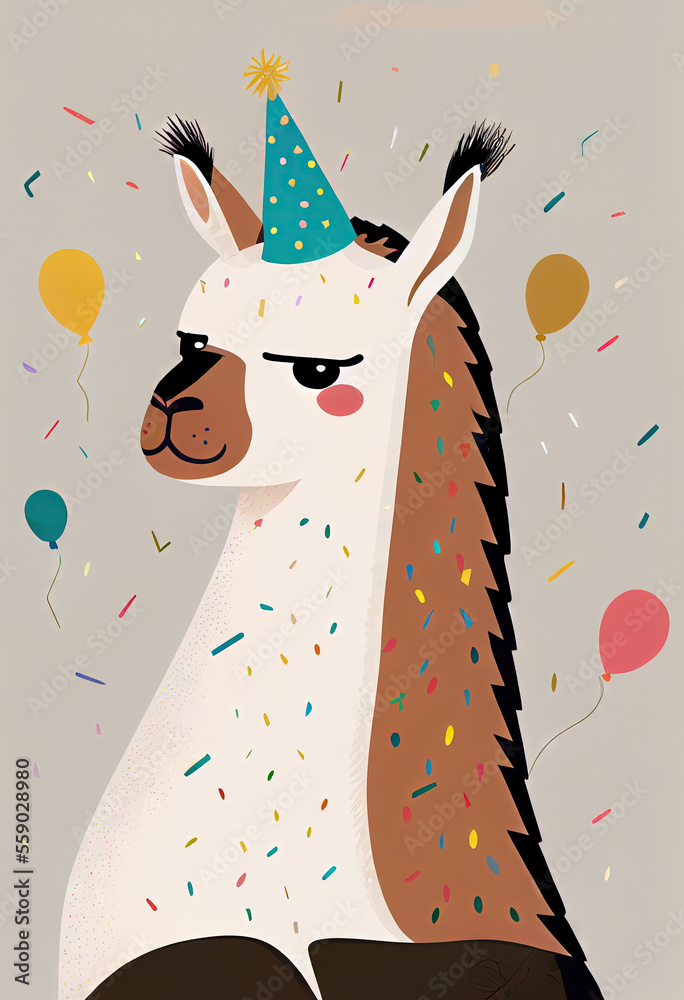 Happy Birthday greeting card with cute llama. Keep being llamazing ...