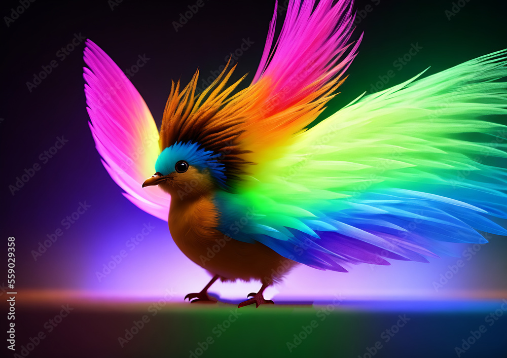 Ilustração do Stock: Generative AI: birds, birds flying, rainbow, Angry ...