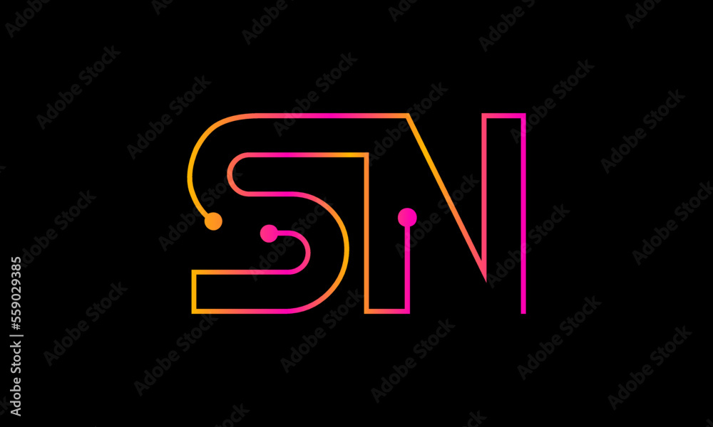 SN logo design. Initial letter SN logo design. SN logo monogram design ...