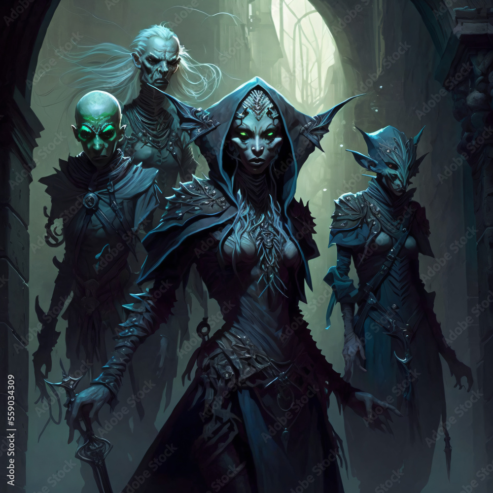drow elves illustration Stock Illustration | Adobe Stock