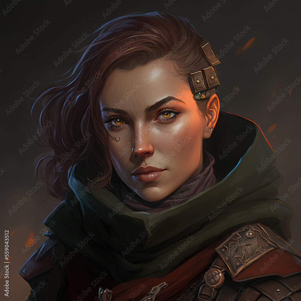 A hooded female character with intense atmosphere in detailed ...