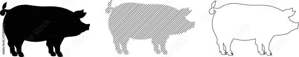 vector sketch of simple cute boar silhouette character logo ...