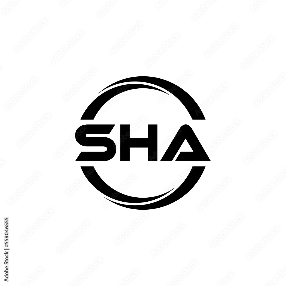 SHA letter logo design with white background in illustrator, cube logo ...