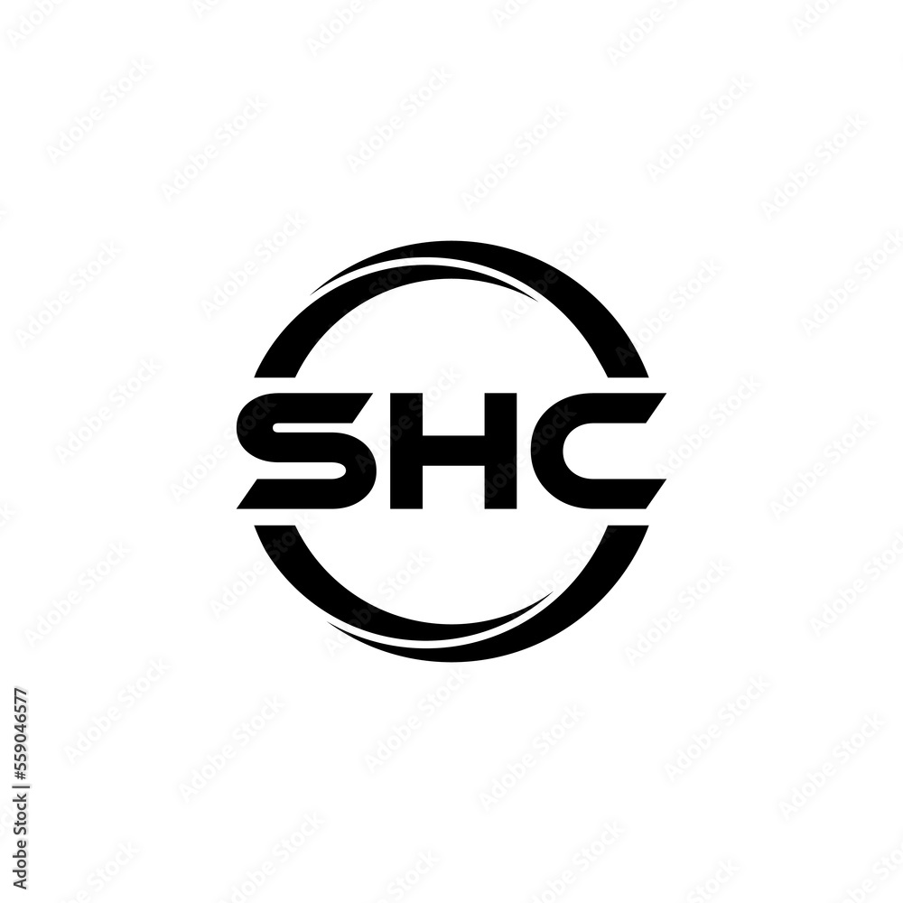SHC letter logo design with white background in illustrator, cube logo ...