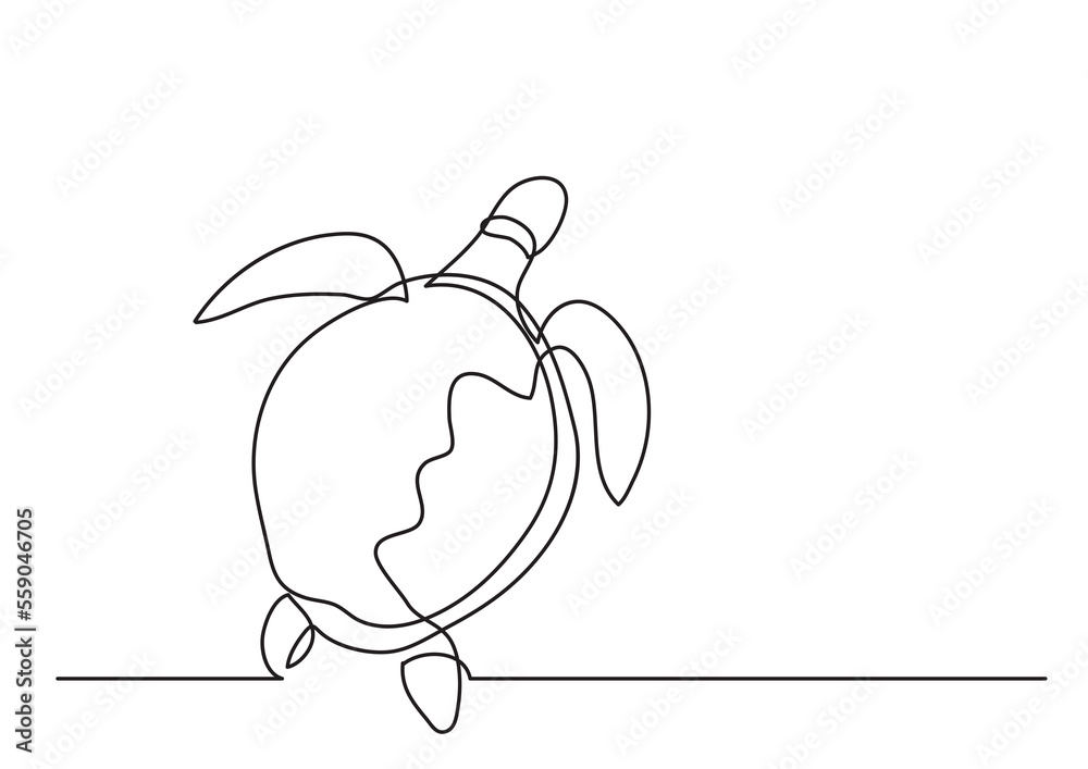 single line drawing of sea turtle swimming PNG image with transparent ...