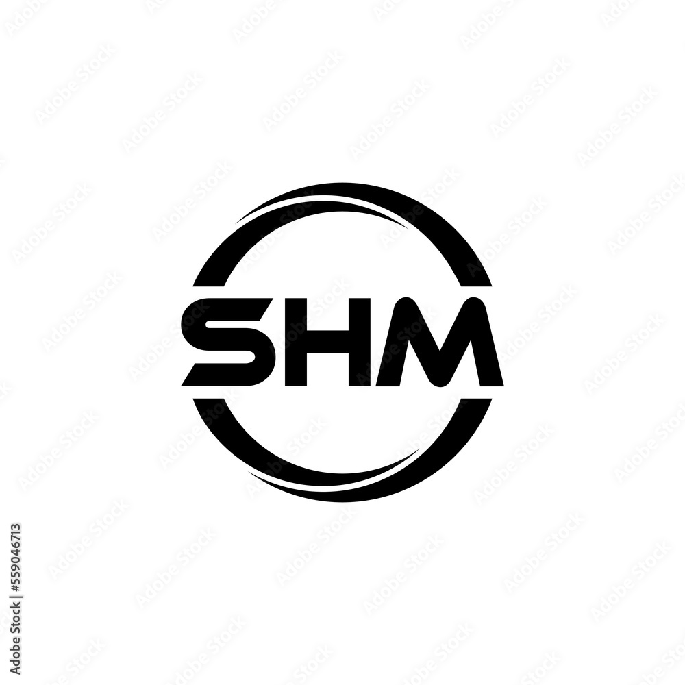 SHM letter logo design with white background in illustrator, cube logo ...