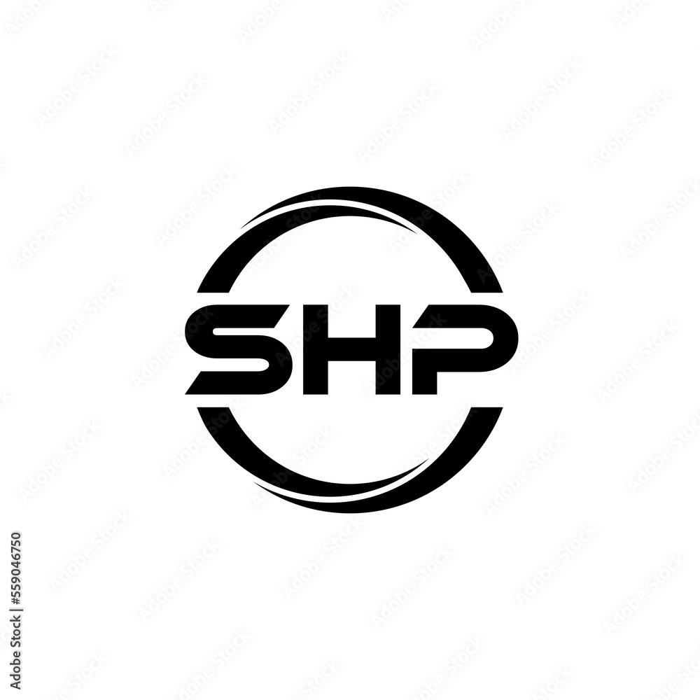 SHP letter logo design with white background in illustrator, cube logo ...