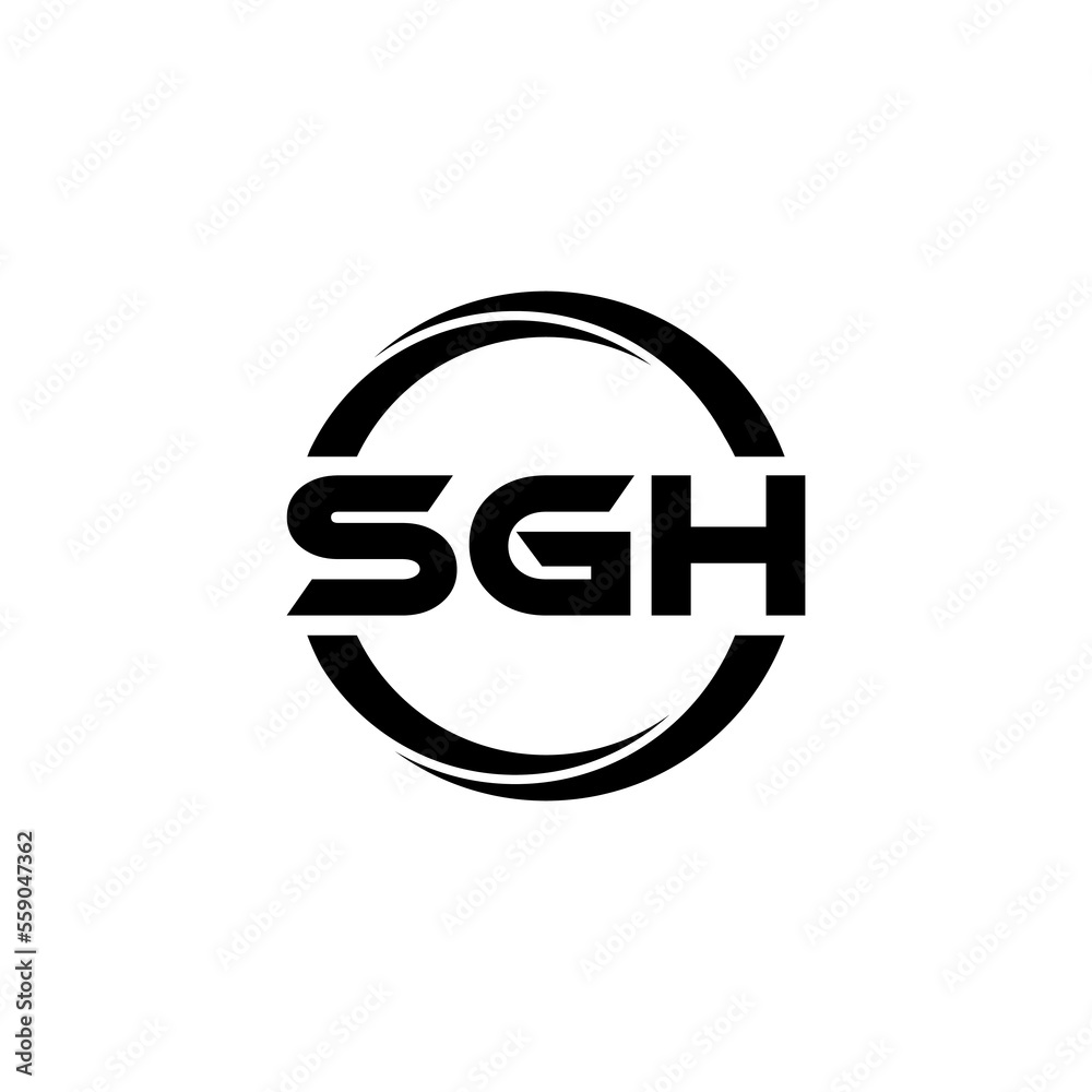 SGH letter logo design with white background in illustrator, cube logo ...