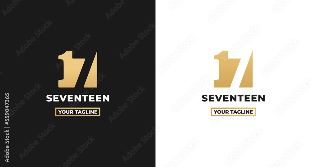 Number 17 logo or Logo Number 17 isolated on white and black background ...