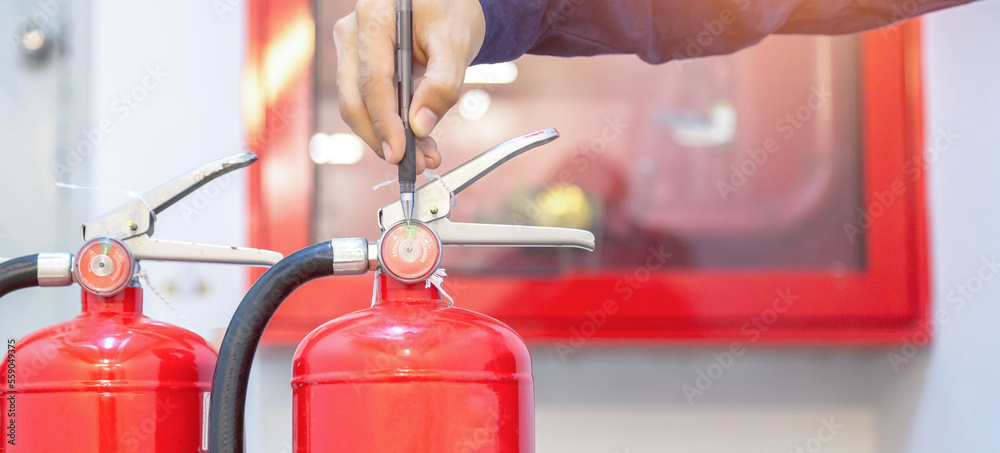 Engineer checking Industrial fire control system,Fire Alarm controller ...