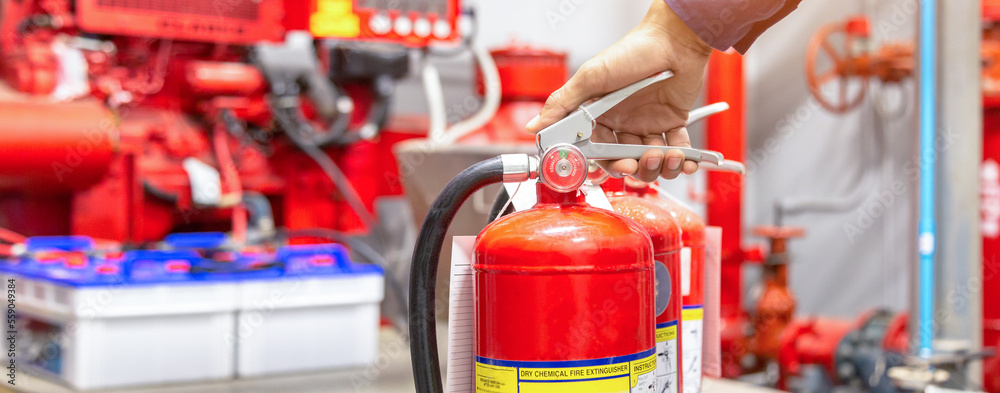 Engineer checking Industrial fire control system,Fire Alarm controller ...