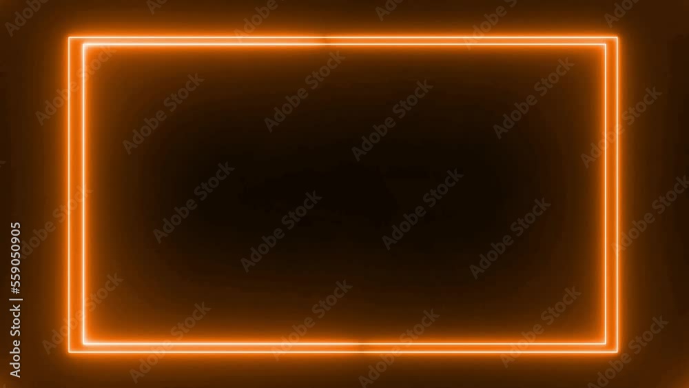Abstract bright neon frame on orange color . The movement of the ...