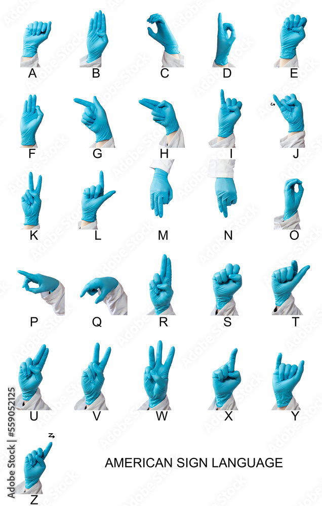 American Sign Language alphabet made by a doctor Stock Photo | Adobe Stock