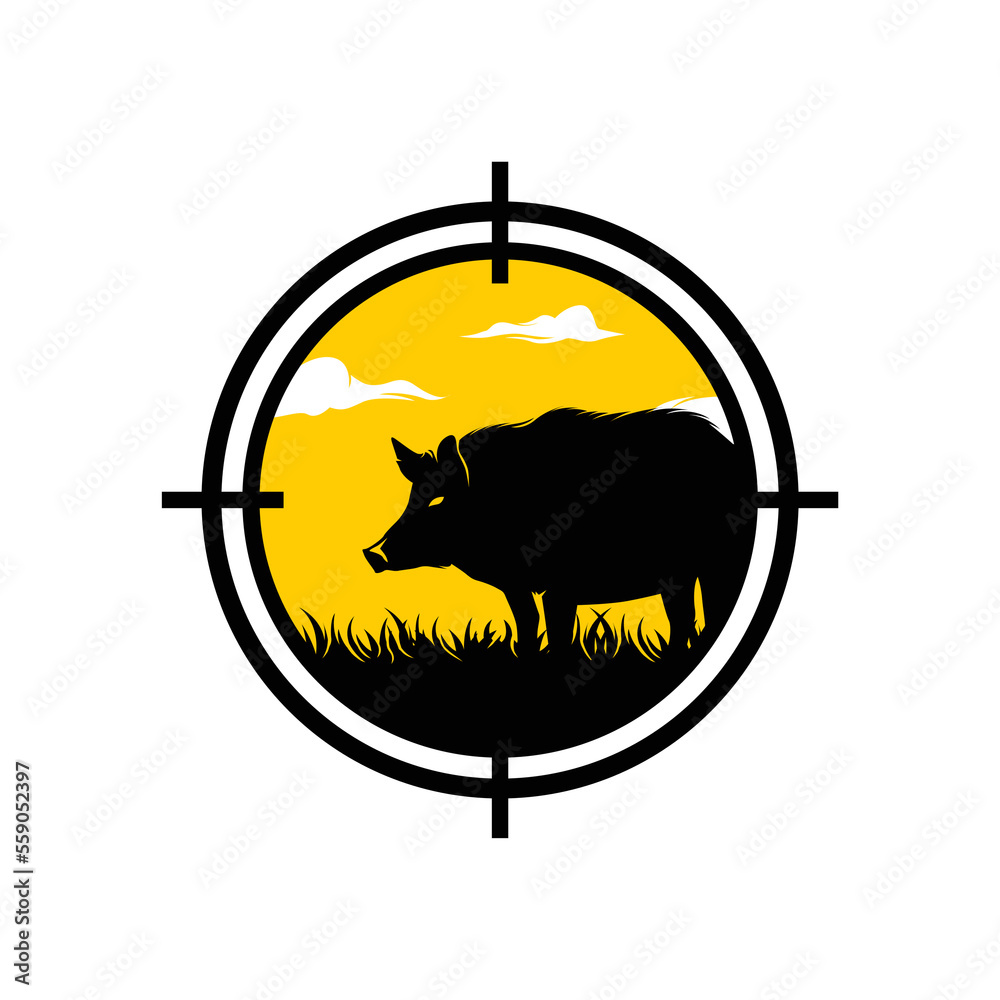 Hunter Logo Design. Pig Hunter Logo Vector Stock Vector | Adobe Stock