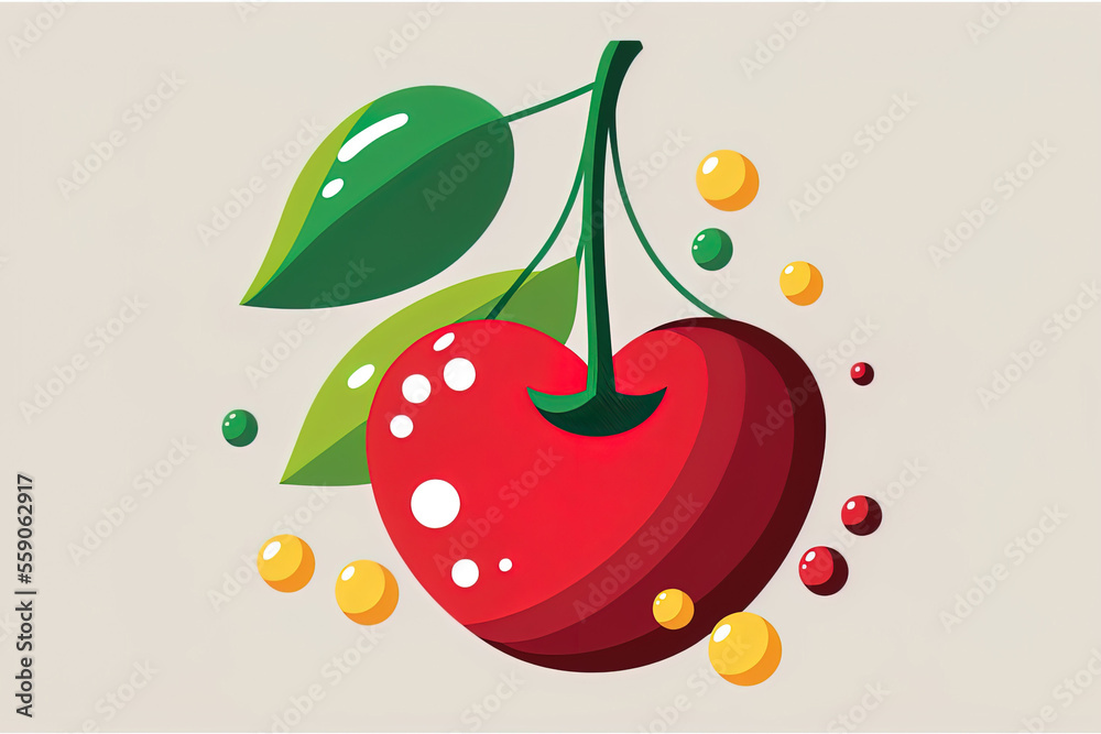 Cherry symbol in flat, cartoon style, isolated on a white background ...