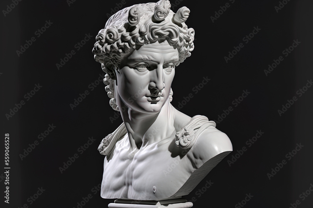 Digital representation of a traditional white marble head bust ...
