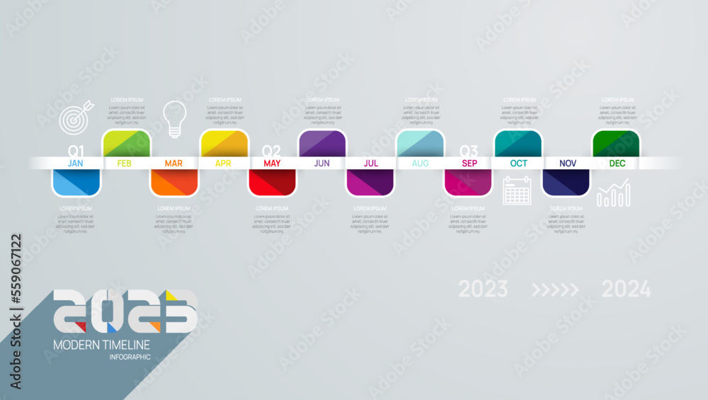 Infographic 2023 template for business. Modern Timeline diagram ...