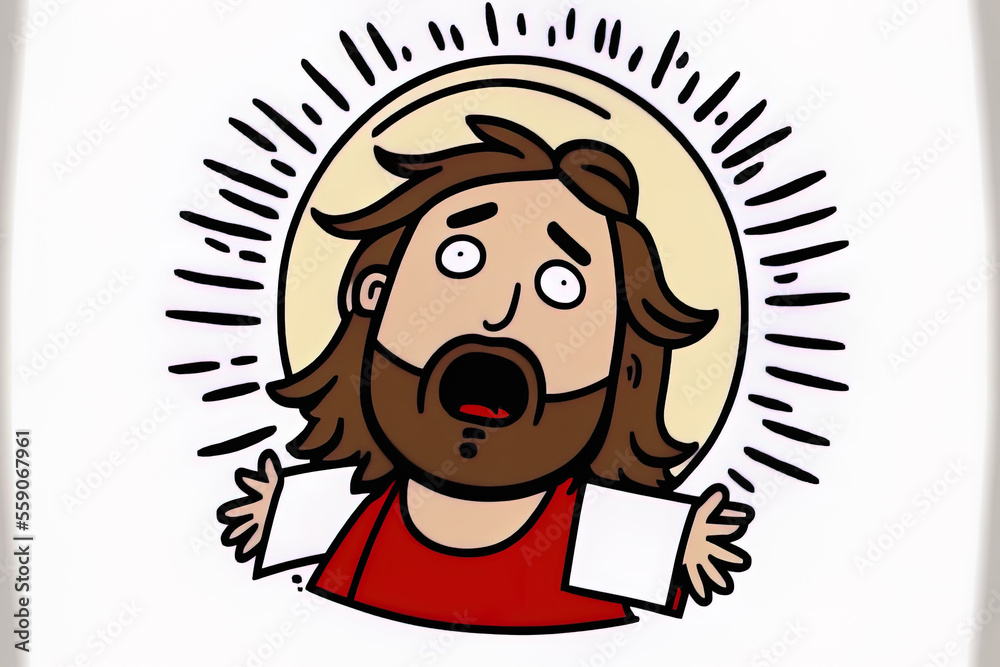 cartoon representation of Jesus Christ on a white backdrop. Generative ...