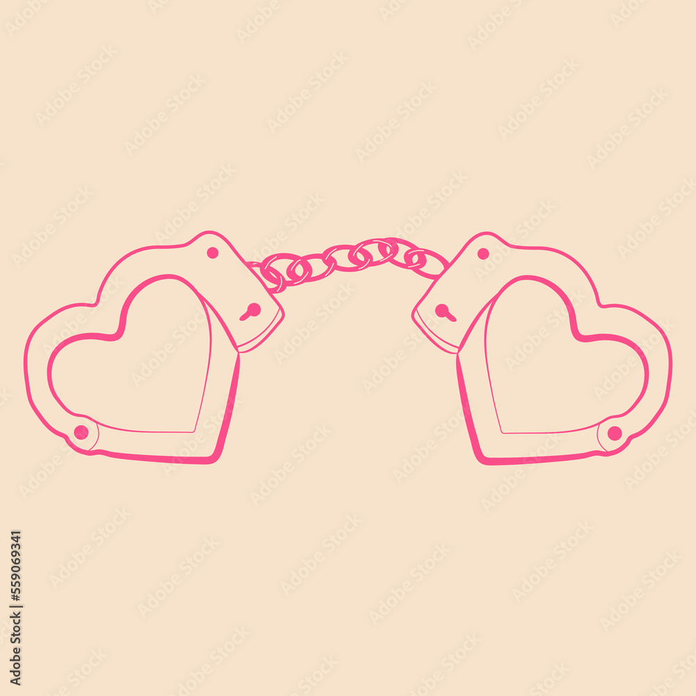 Heart shaped handcuffs silhouette icon. Clipart image isolated on ...