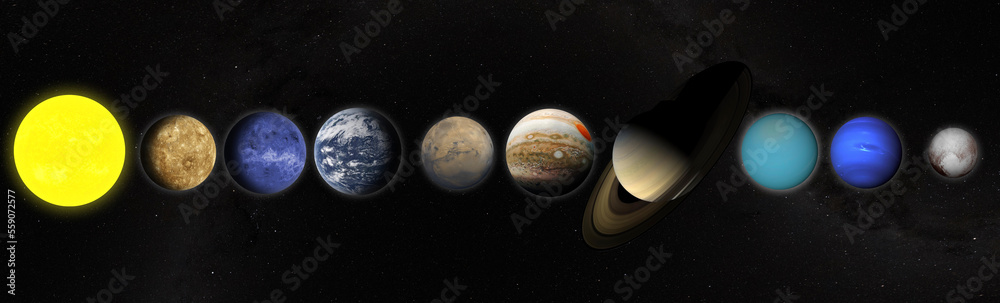 solar system planets isolated, outer space, milky way galaxy, elements ...