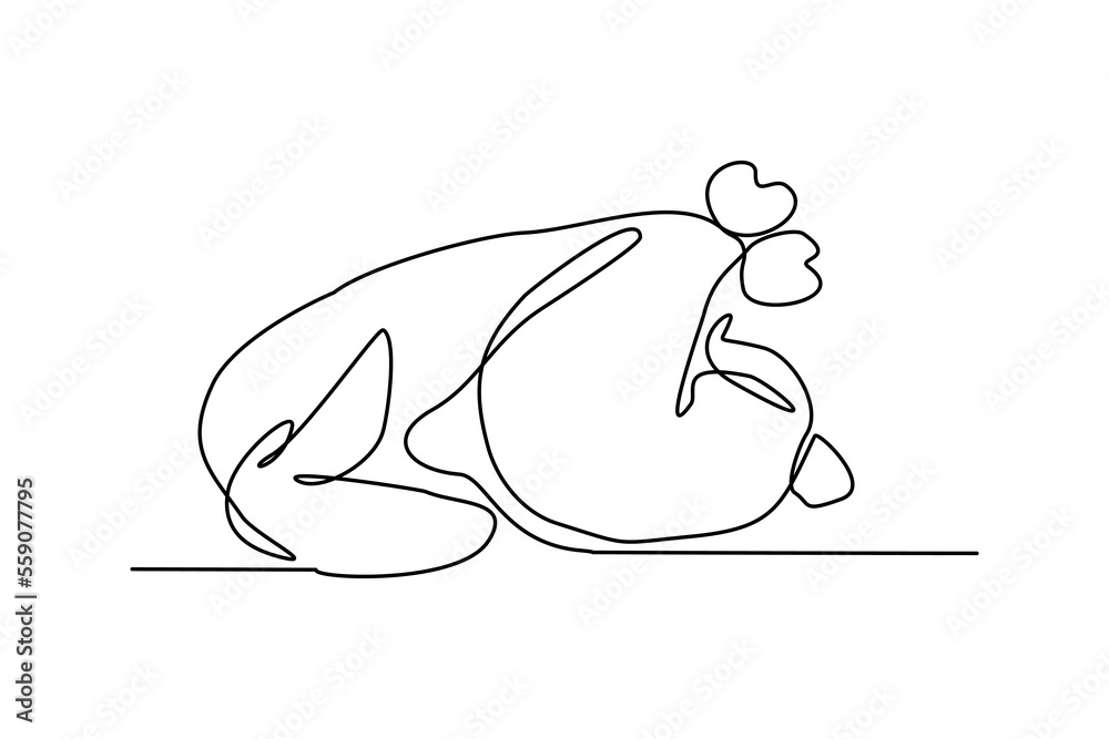 Continuous single one line drawing art of whole broiler chicken turkey ...