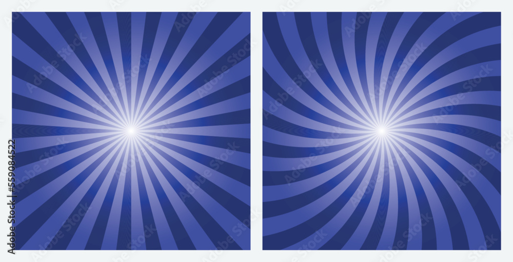 Navy blue rays background. Sunburst pattern background set. Radial and ...