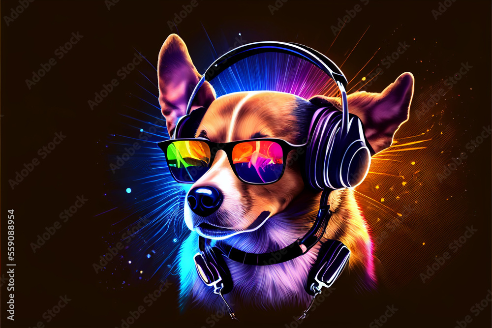 Dog DJ in a nightclub. AI generated Stock Illustration | Adobe Stock