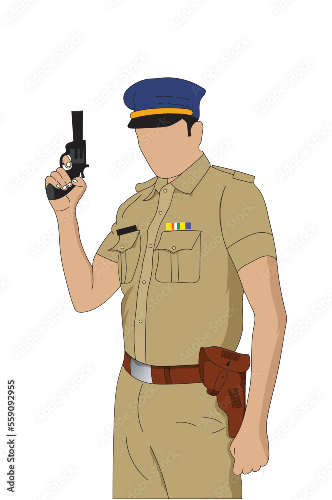 Indian police officer vector illustration. Indian policeman Stock ...
