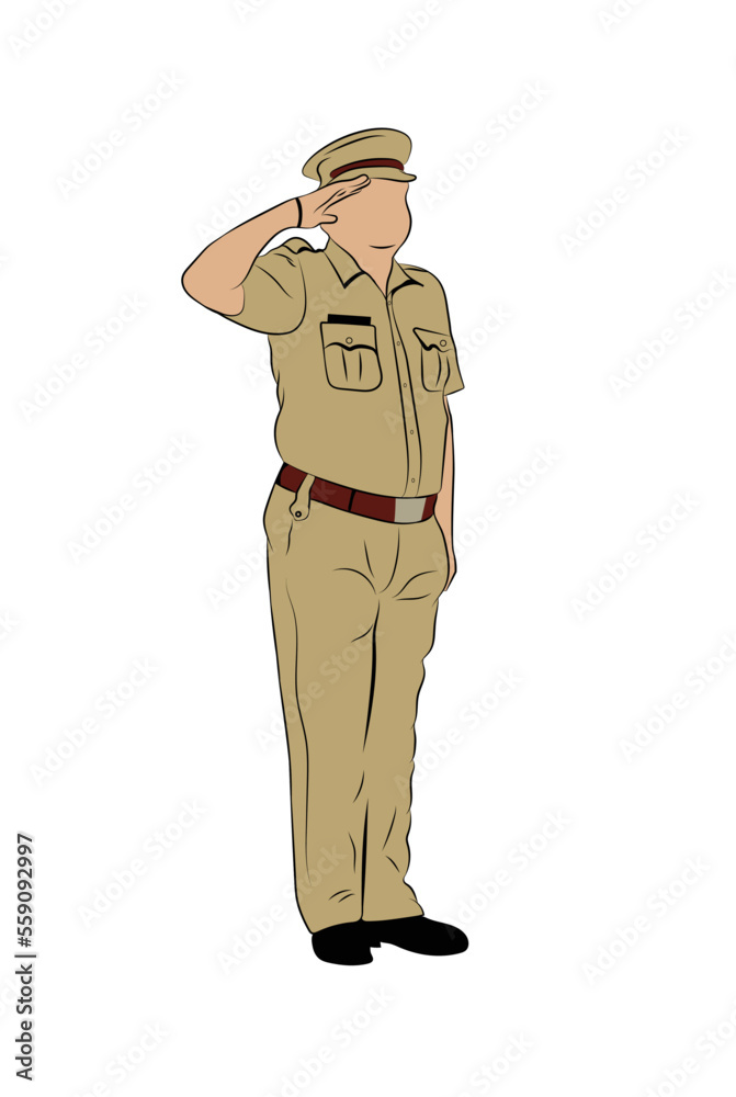 Indian police officer salute vector illustration. Stock Vector | Adobe ...