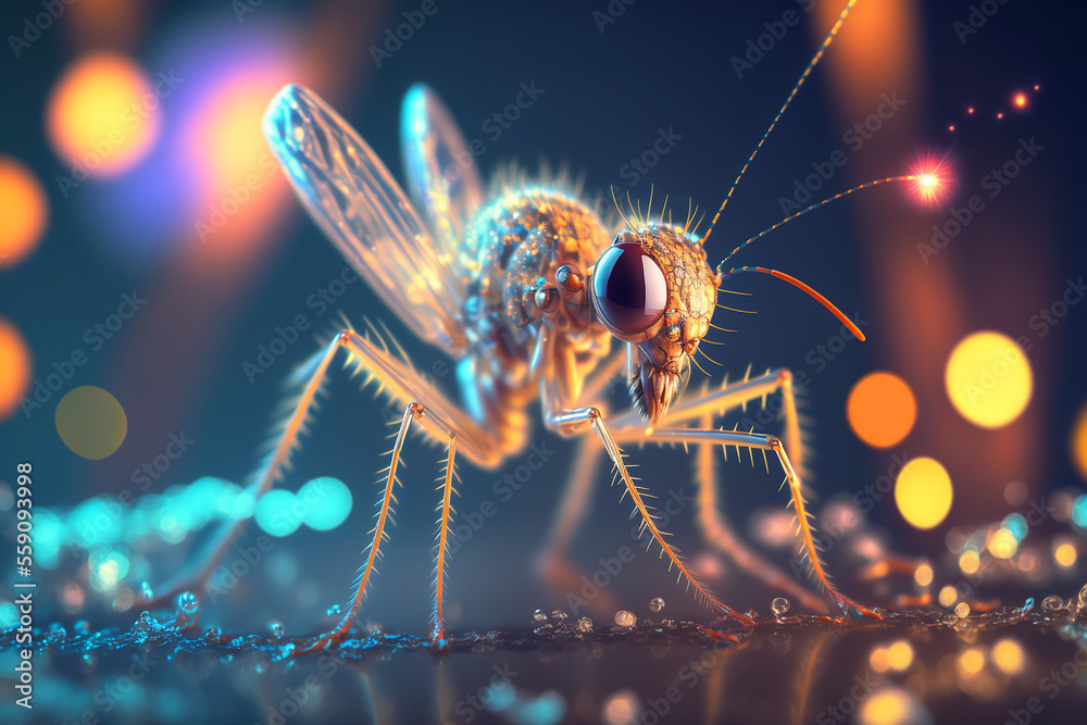 An extremely sharp and detailed portrait of mosquito macro. Generative ...
