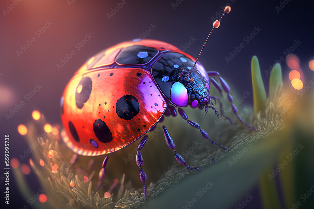 An extremely sharp and detailed portrait of ladybug macro. Generative ...