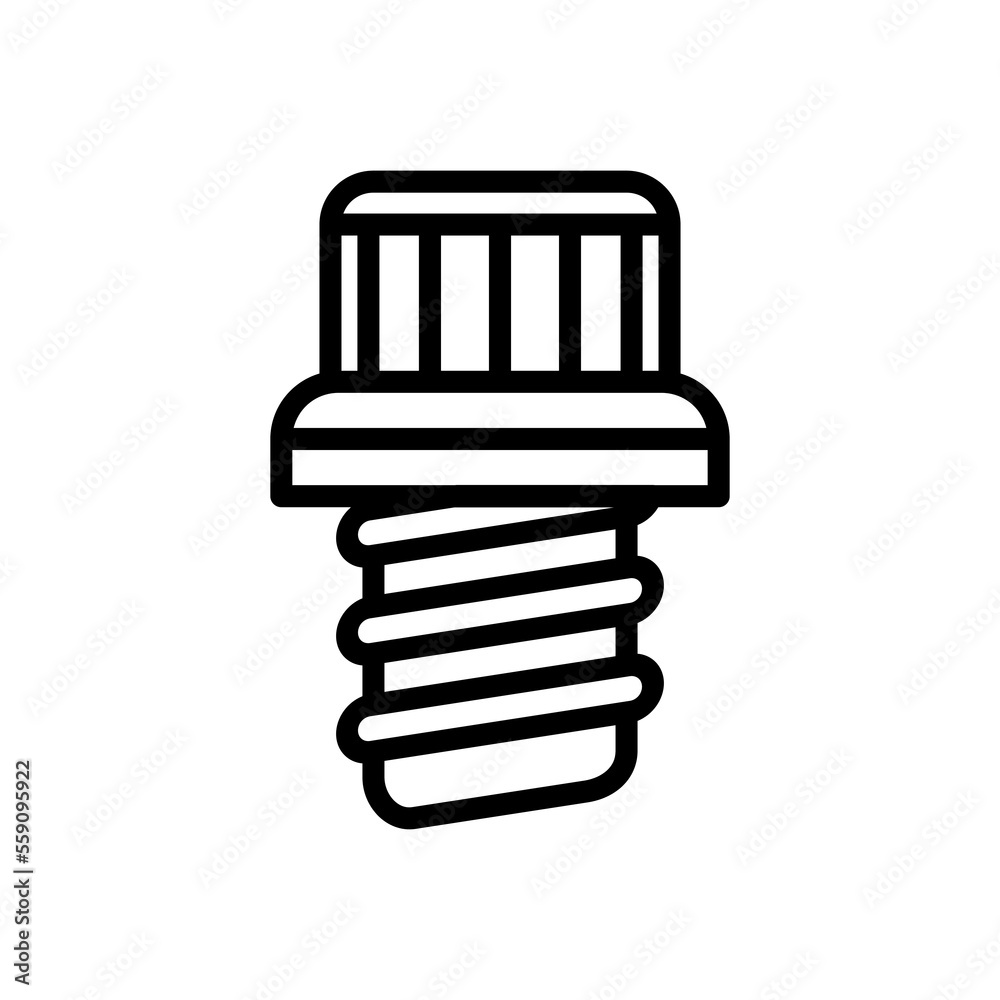 Screw outline icon, screw head style 12 point. Vector illustration of ...