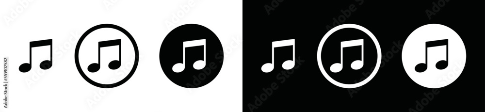 Music notes icon vector. Eighth note symbol in the circle. Music notes ...