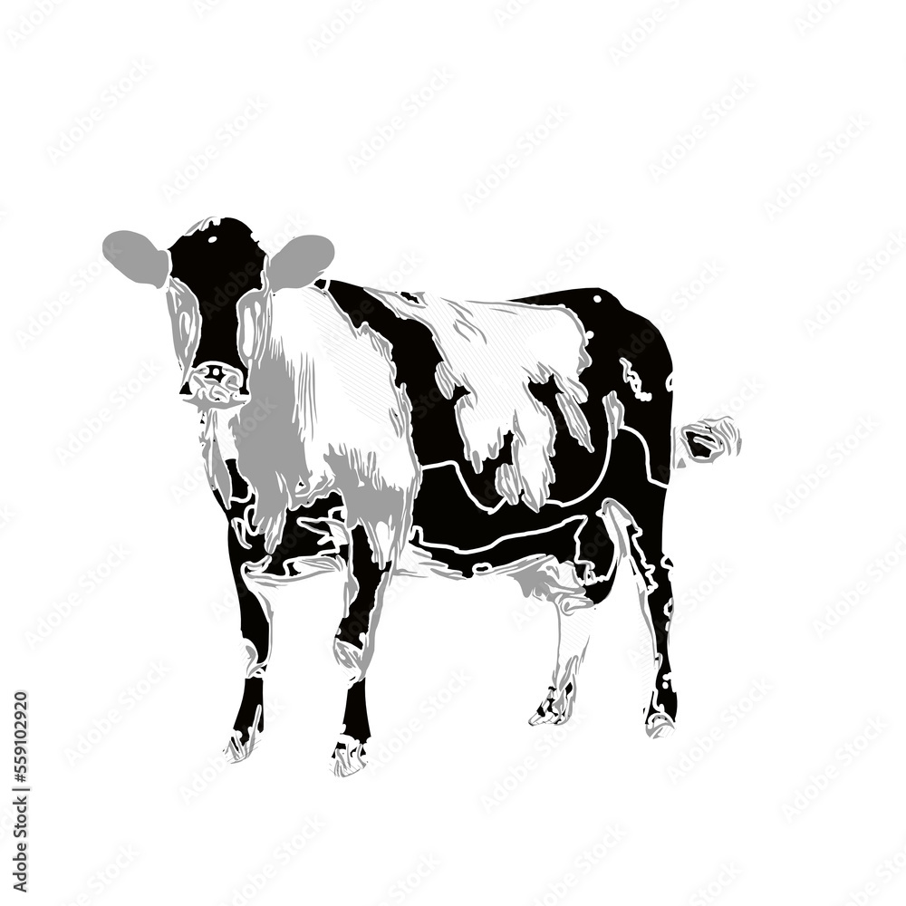 abstract shape design of a cow with a transparent background Stock ...
