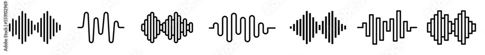 Radio wave icons. Simple sound wave symbol. Sound vibrations or ...