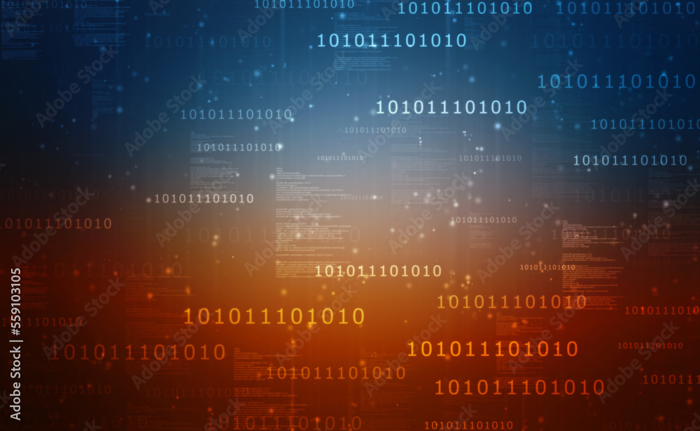 Binary Code Background, Digital Abstract technology background, flowing number one and zero text ...