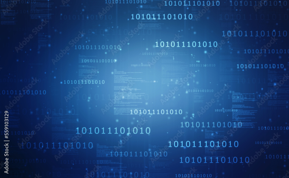 Binary Code Background, Digital Abstract technology background, flowing number one and zero text ...